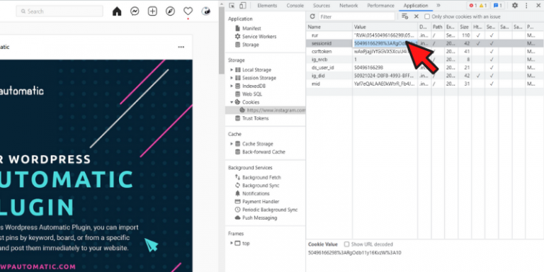 WP Automatic-How to get Instagram session ID