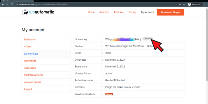 Download and Find your License Key